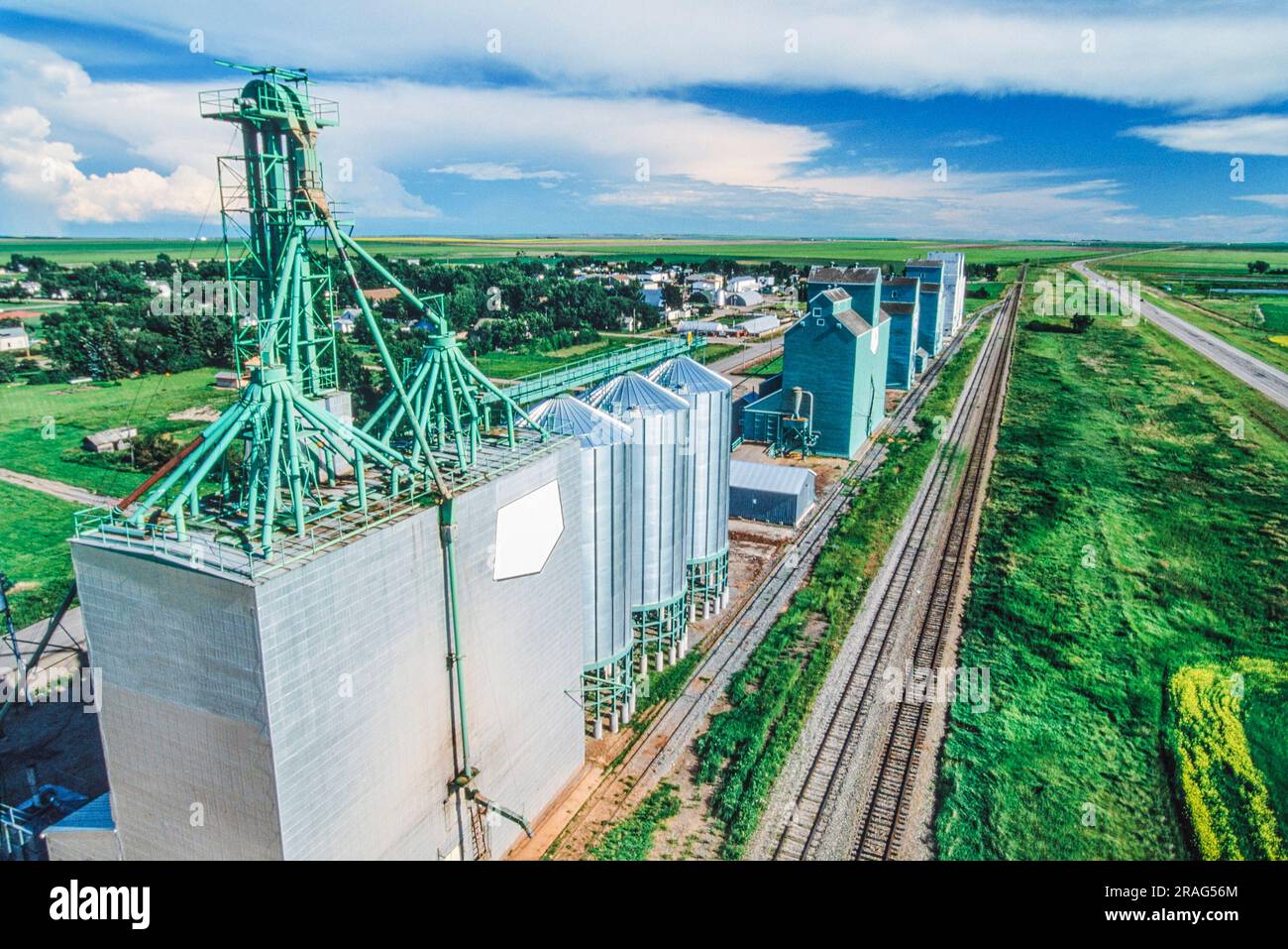 Aerial image of wheat, grain elevators Alberta, Canada Stock Photo - Alamy