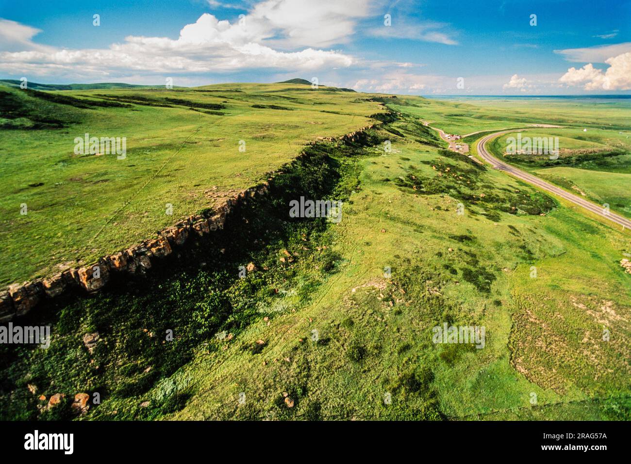 Aerial image of Head-Smashed-In Buffalo Jump Provincial Park, Alberta ...