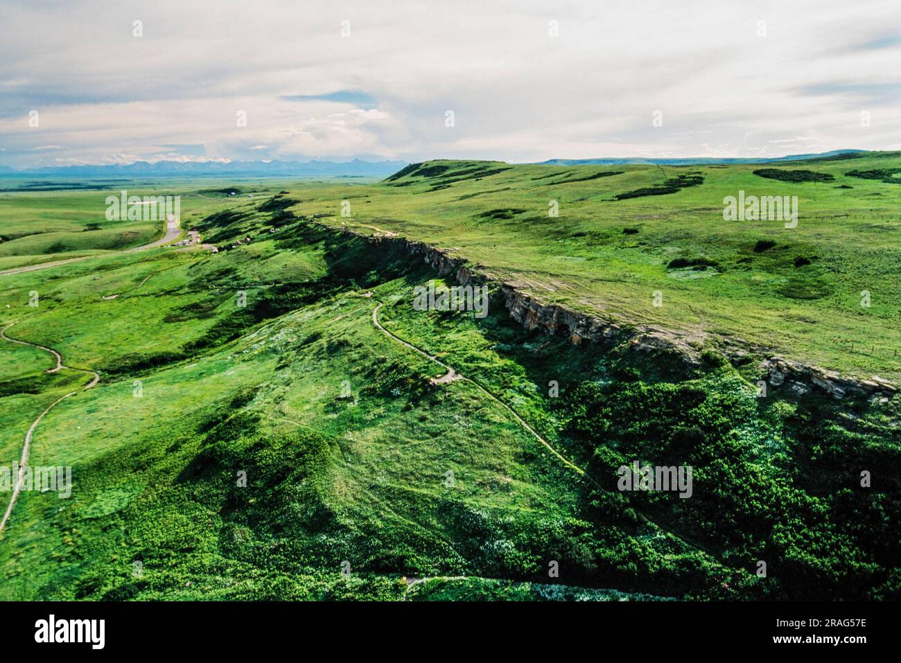Aerial image of Head-Smashed-In Buffalo Jump Provincial Park, Alberta ...