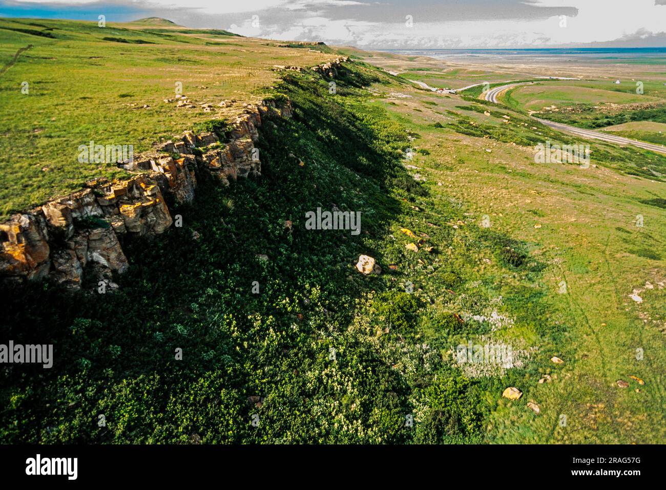 Aerial image of Head-Smashed-In Buffalo Jump Provincial Park, Alberta ...