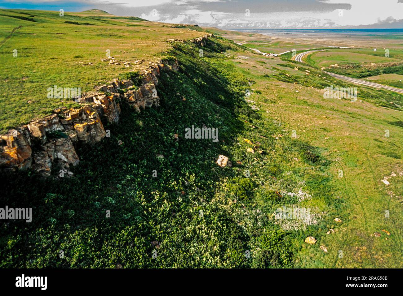 Aerial image of Head-Smashed-In Buffalo Jump Provincial Park, Alberta ...