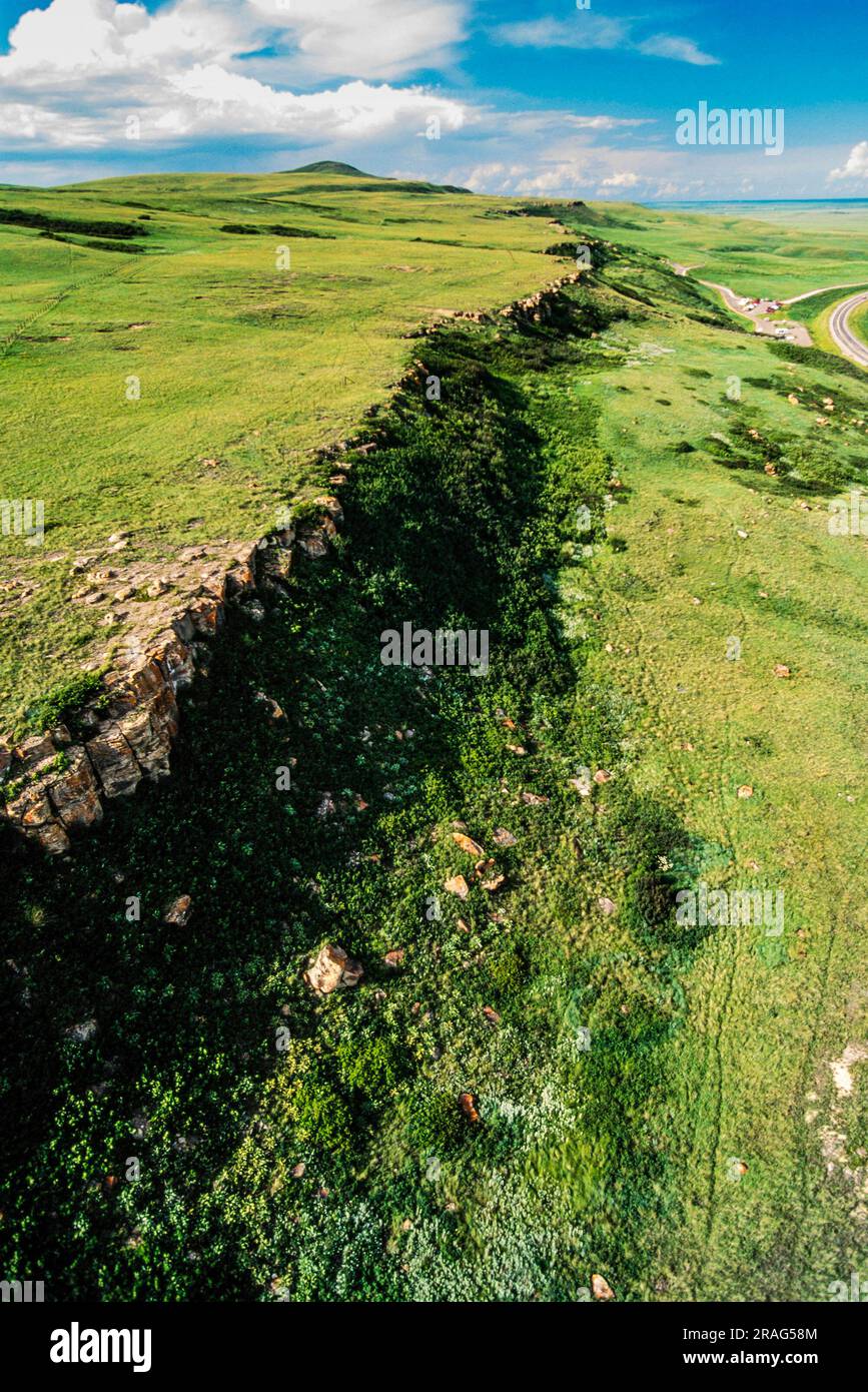 Aerial image of Head-Smashed-In Buffalo Jump Provincial Park, Alberta ...
