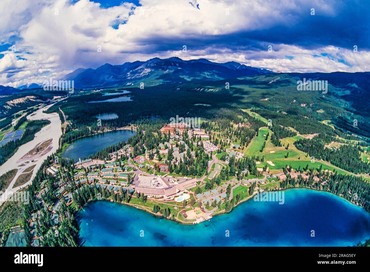 Aerial image of the Jasper National Park area, Alberta, Canada Stock ...