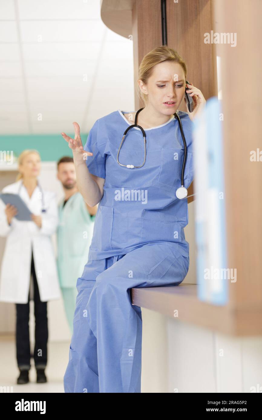 Nurse On Phone Frustrated
