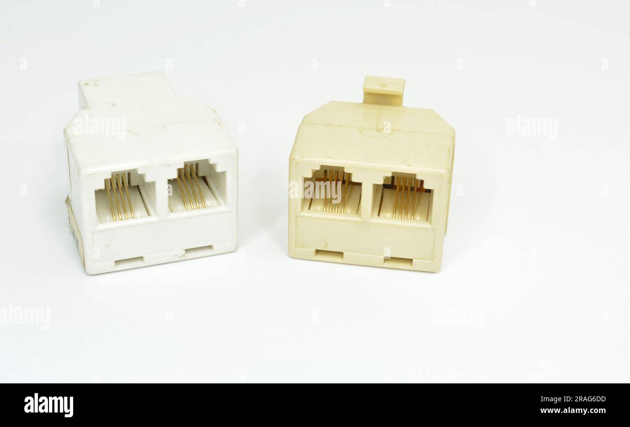 Telephone Line Splitters isolated on white background Stock Photo - Alamy