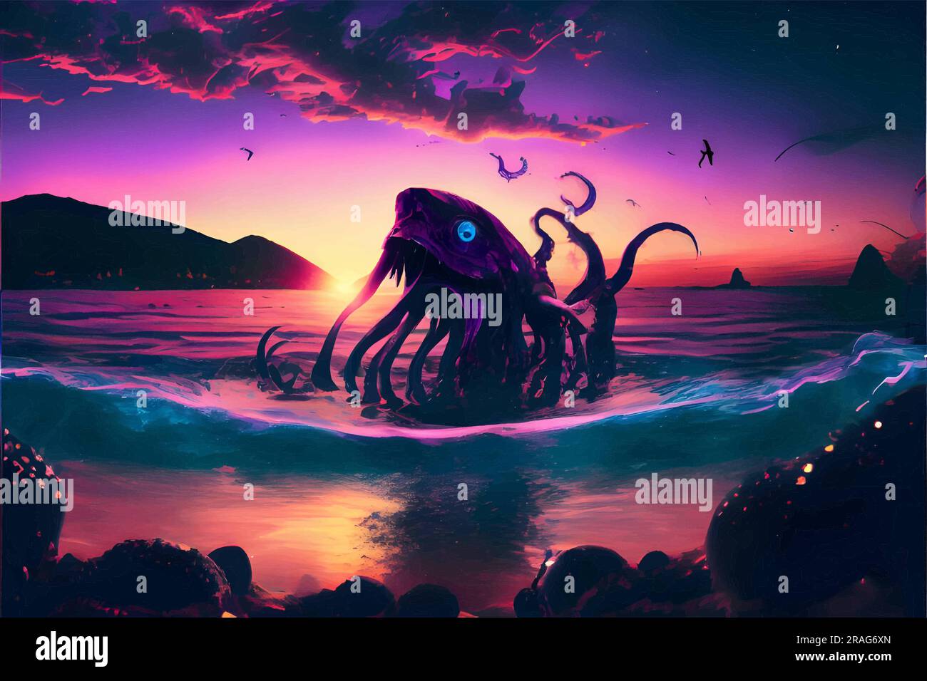 The sea beast Stock Vector Images - Alamy