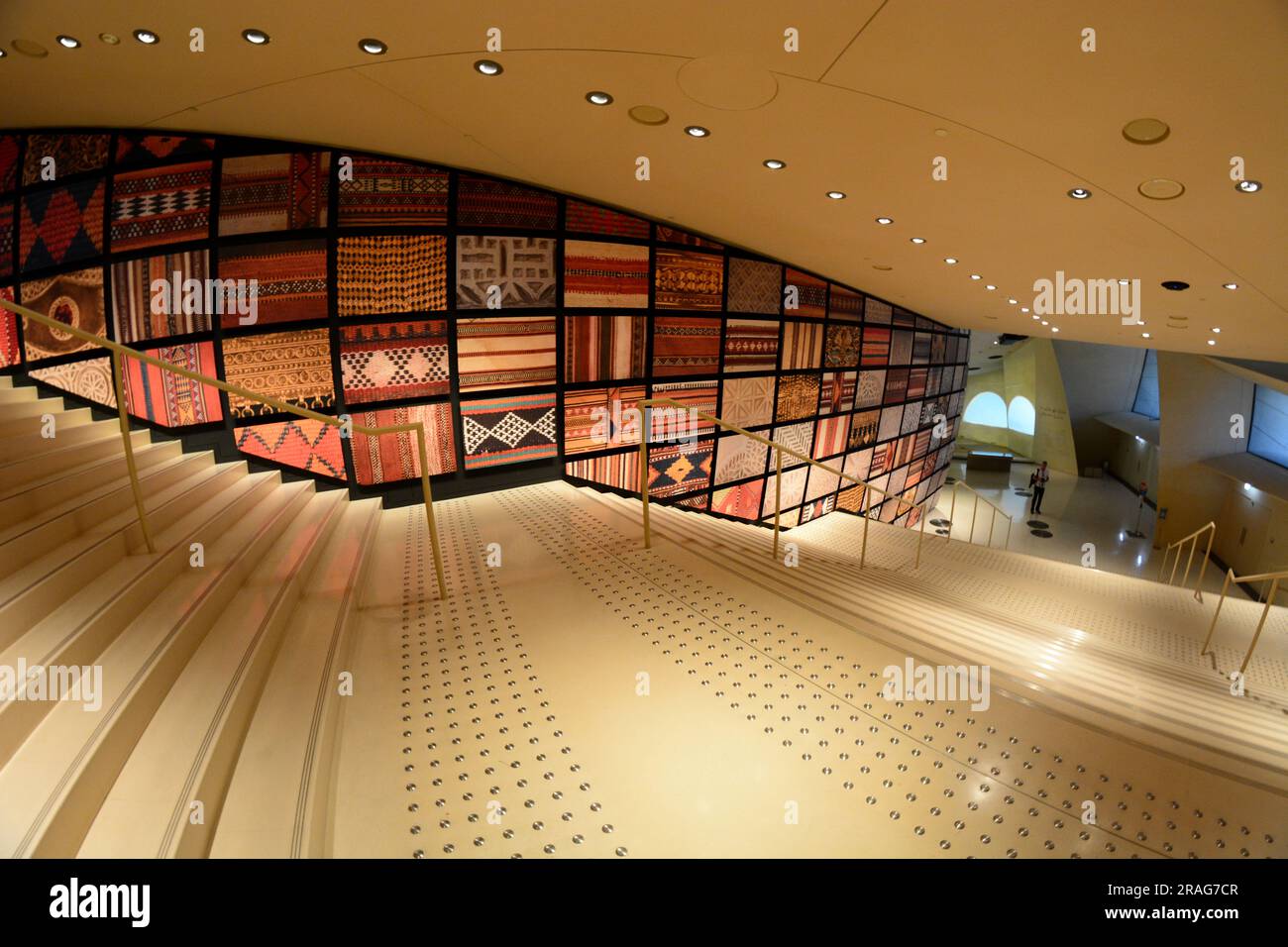 A stairway inside the National Museum of Qatar. Doha. Qatar Stock Photo ...