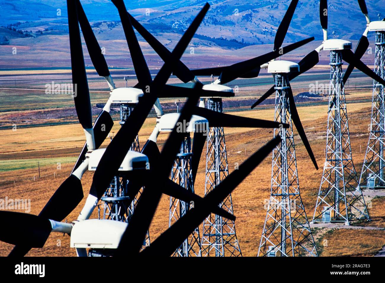 Aerial image of Pincher Creek windmill, wind farm, Alberta, Canada ...