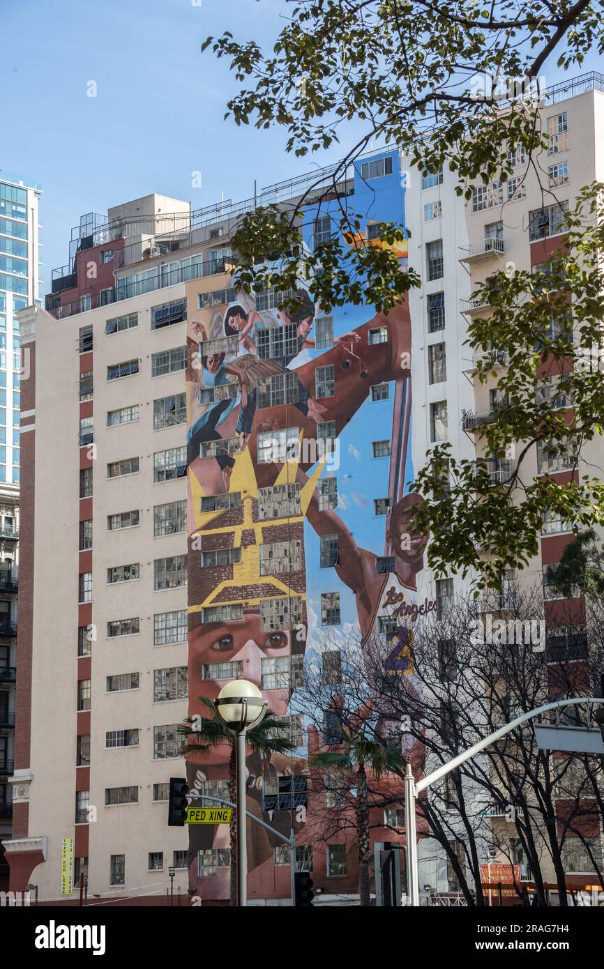 The "Angelus" mural by Rober Vargas on the side of the historic SB ...
