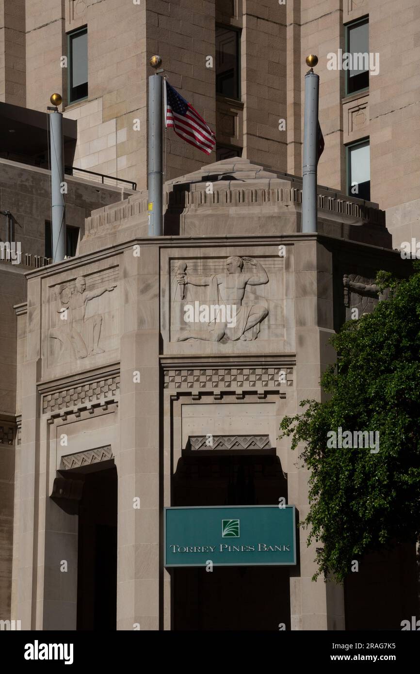 The historic Torrey Pines Bank building in Downtown Los Angeles, CA ...