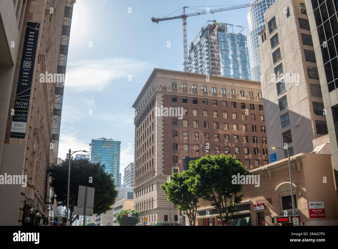 New construction behind historic buildings in Downtown Los Angeles, CA ...