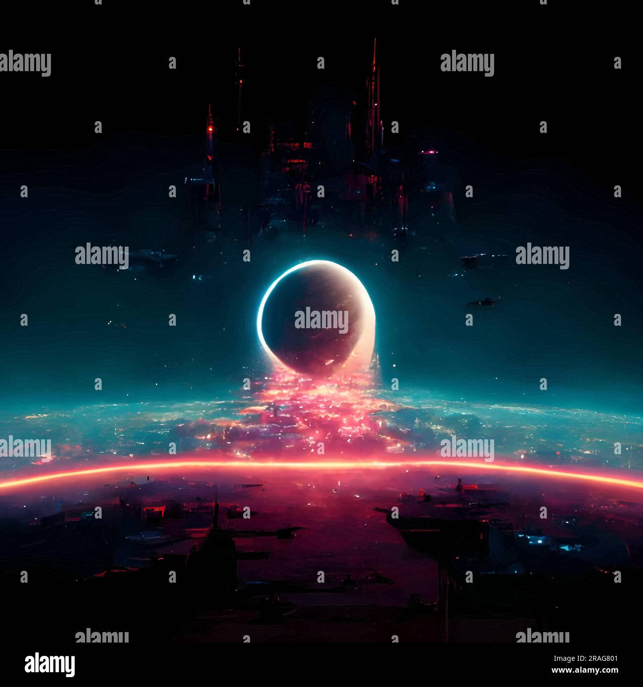 Planet and galaxy in outer space Stock Vector Images - Alamy