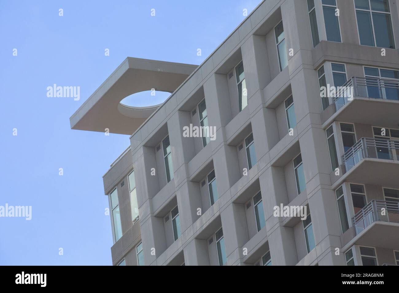 The top of the 717 Olympic residential tower in Downtown Los Angeles ...