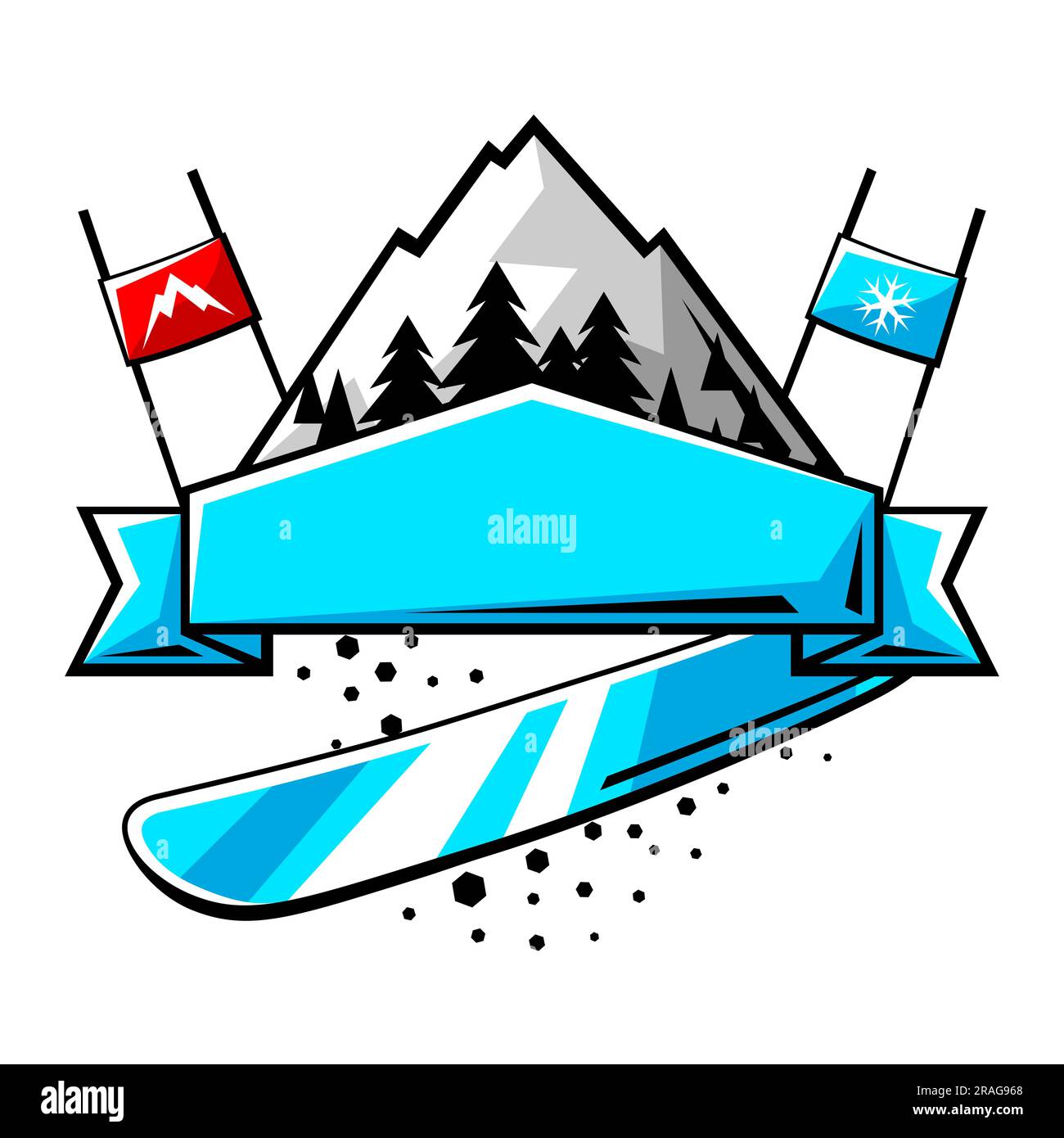 Emblem with snowboarding symbols. Winter sport label or emblem Stock ...