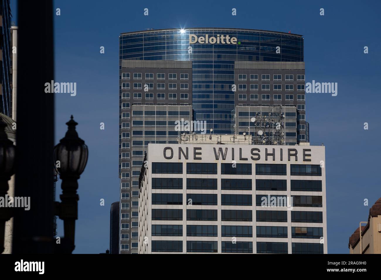 One Wilshire from the south with the Deloitte Tower (Gas Company Tower) in the background in ...
