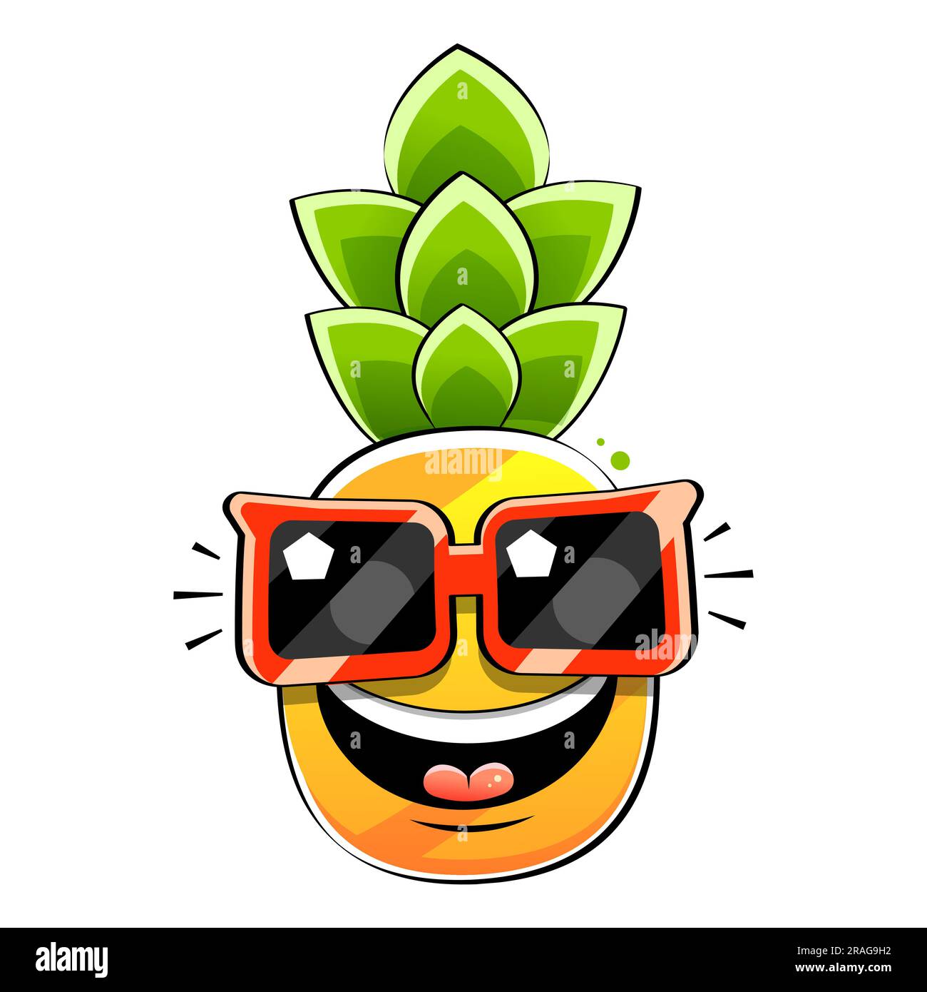 Hand drawn pineapple fruit wearing trendy sunglasses clip art vector ...