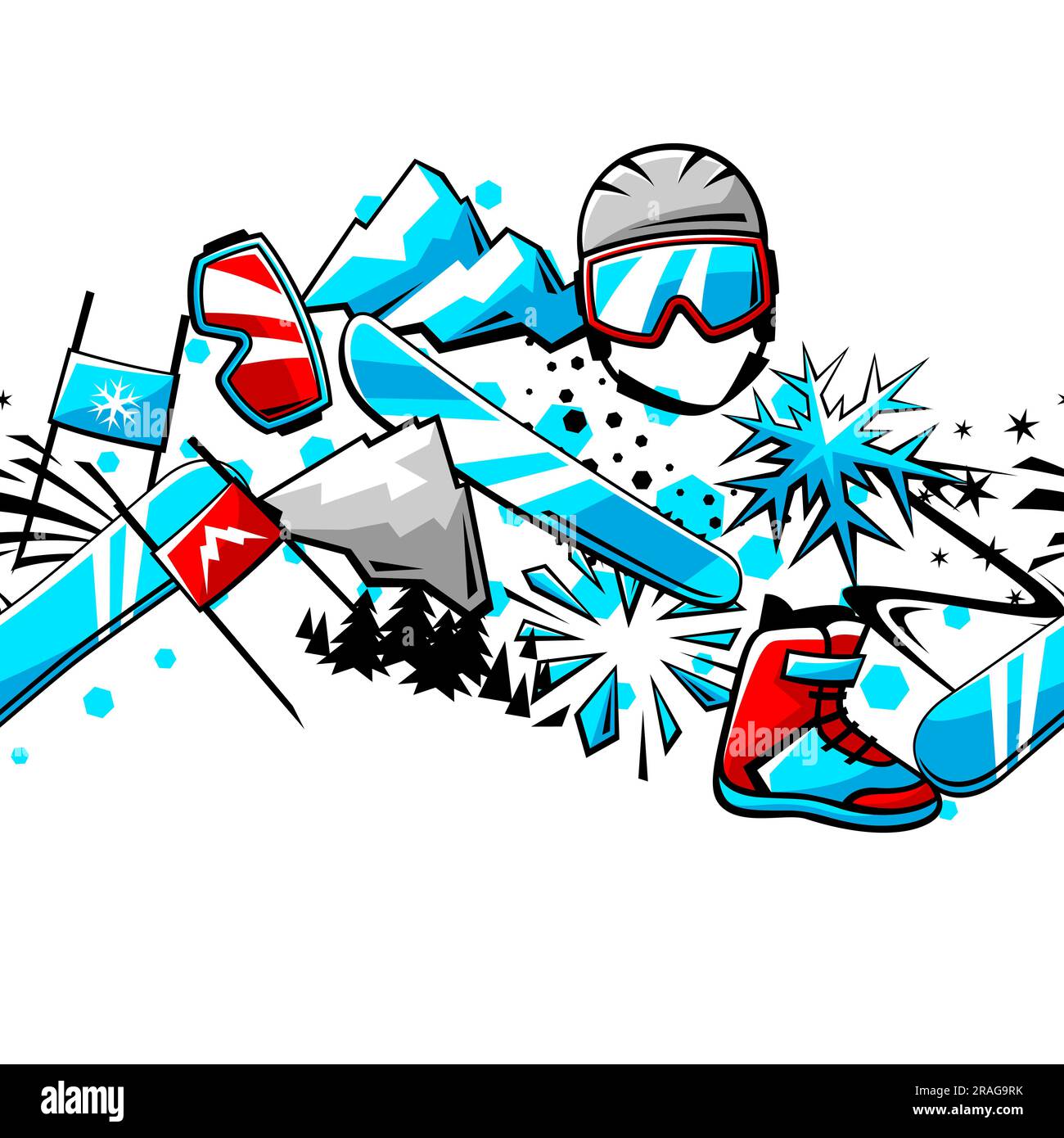 Pattern with snowboarding items. Winter sport illustration Stock Vector ...