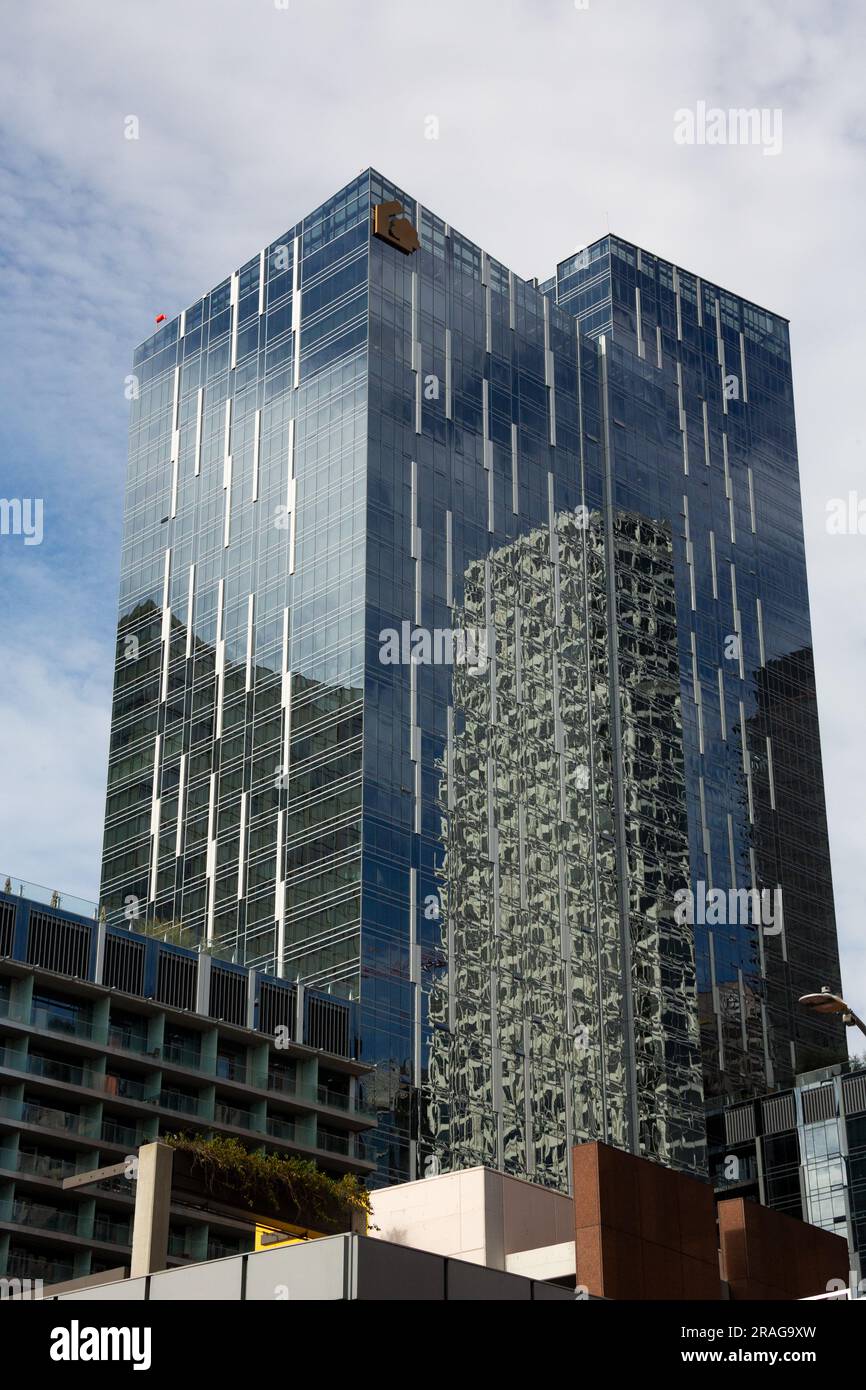 The Metropolis Building reflecting the 777 Tower in Downtown Los ...