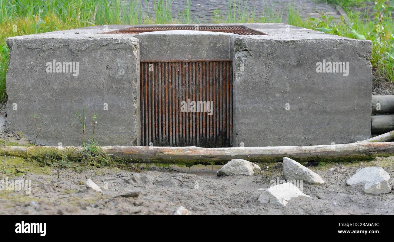 Dam of a dried up pond. The concept of drought and global warming Stock ...