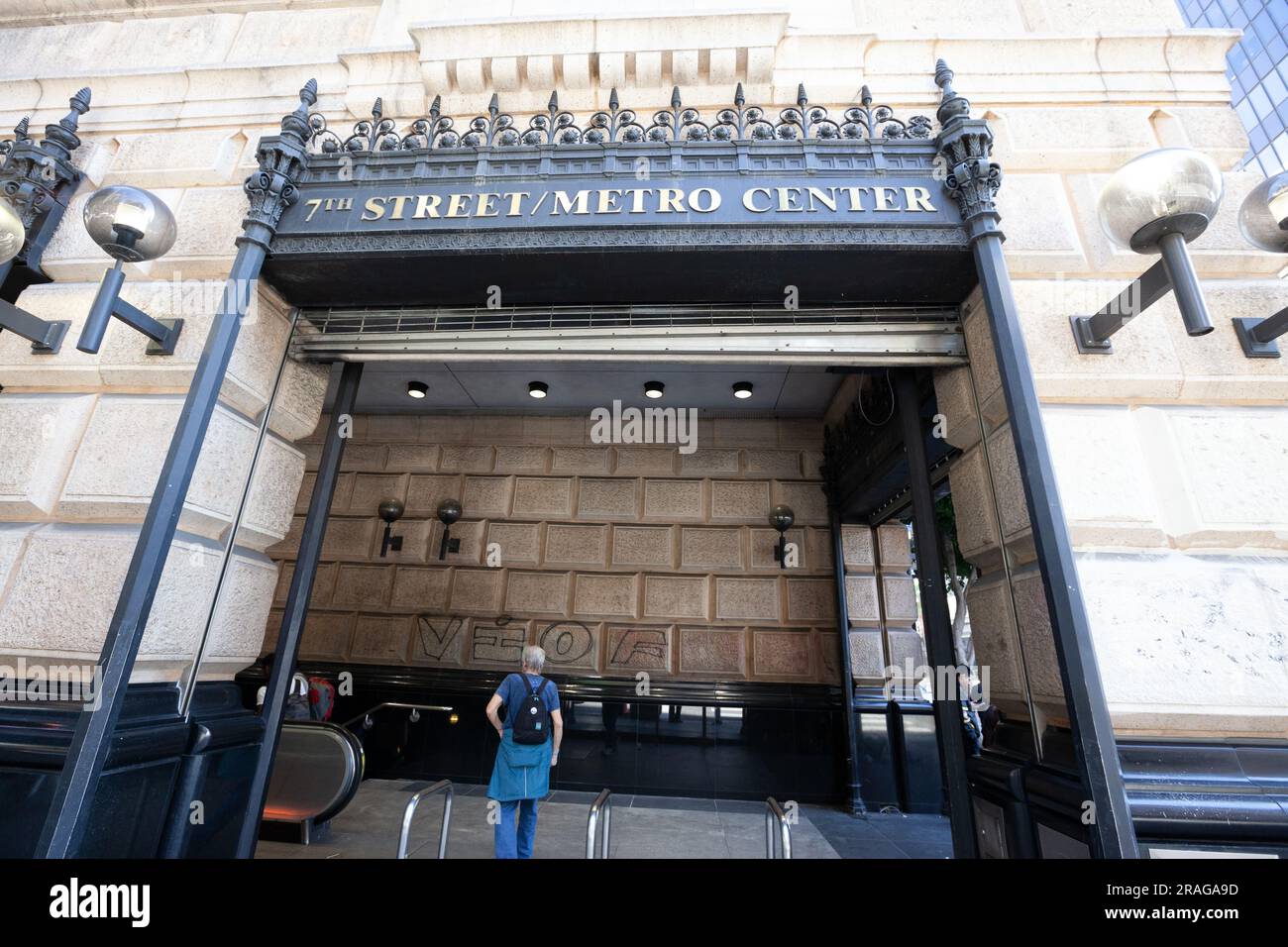 The entrance to the 7th Street Metro Center in the historic Roosevelt ...