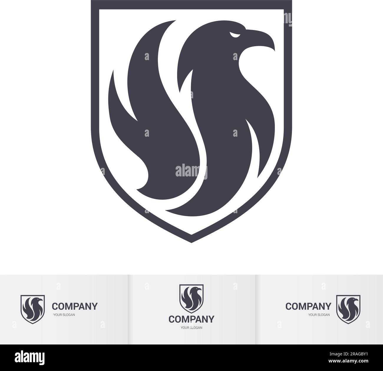 Creative Dark Eagle Logo Inside Shield. Concept Inspiration Template ...