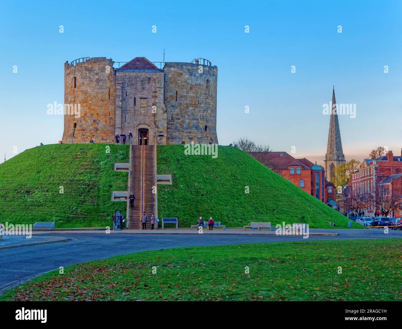 Uk North Yorkshire York Cliffords Tower At Dusk Stock Photo Alamy