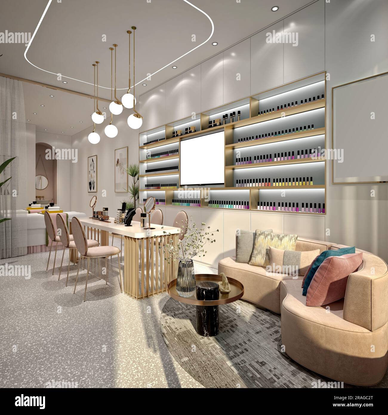 3d render spa massage nail beauty shop Stock Photo - Alamy