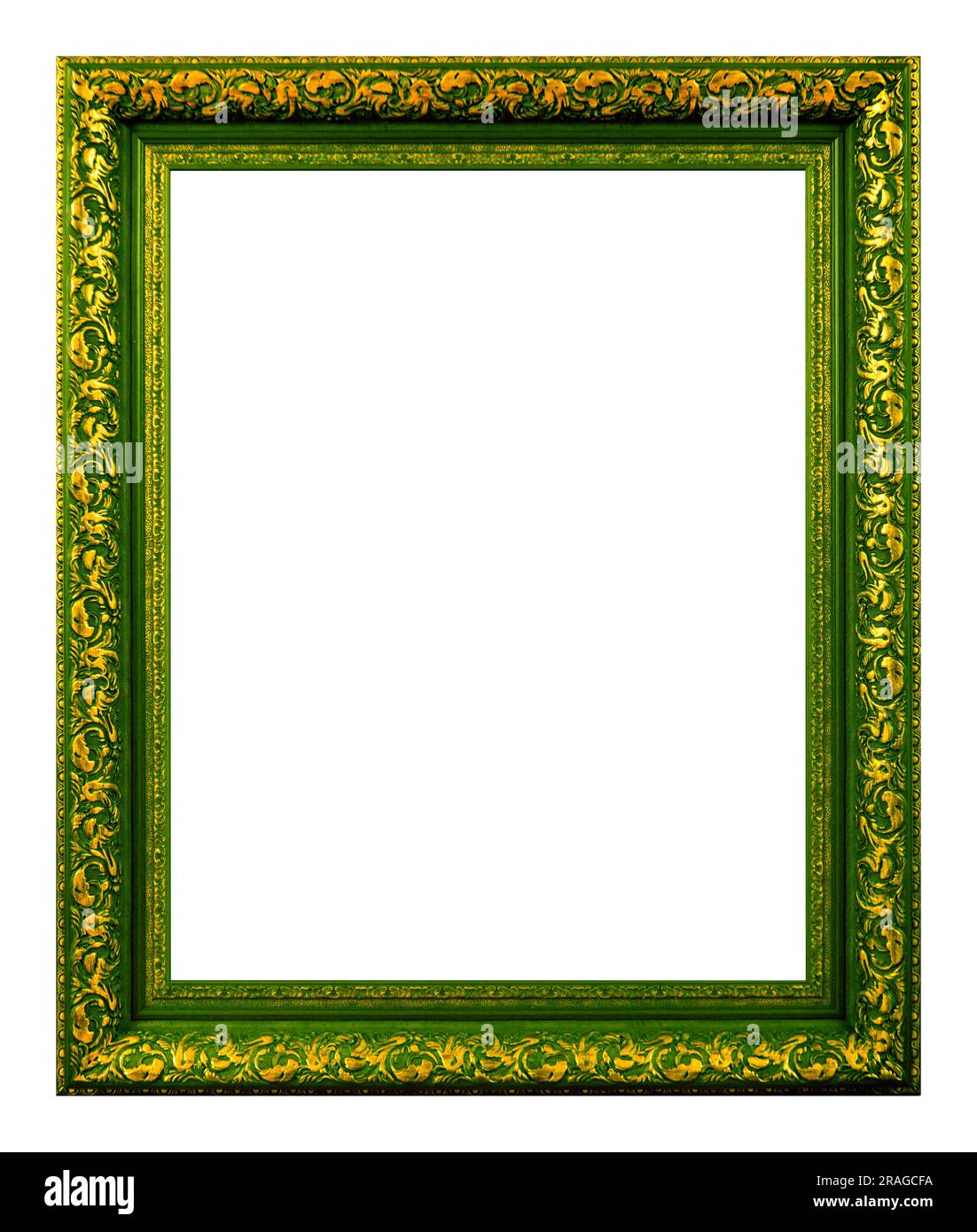 Antique green and gold frame isolated on the white background Stock ...