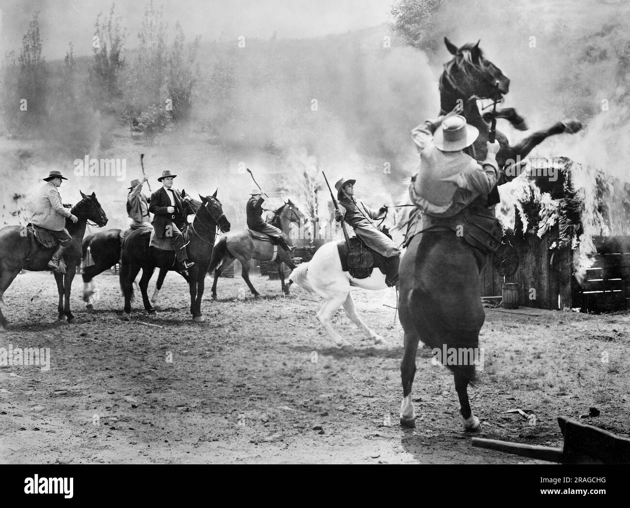 Fire Scene, on-set of the Film, "Diamond Frontier", Universal Pictures ...