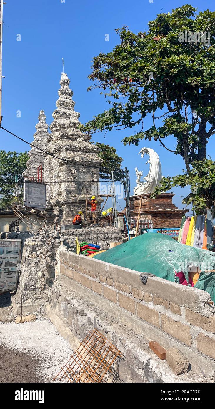 Major building renovations to the walls and monuments at Legian beach ...