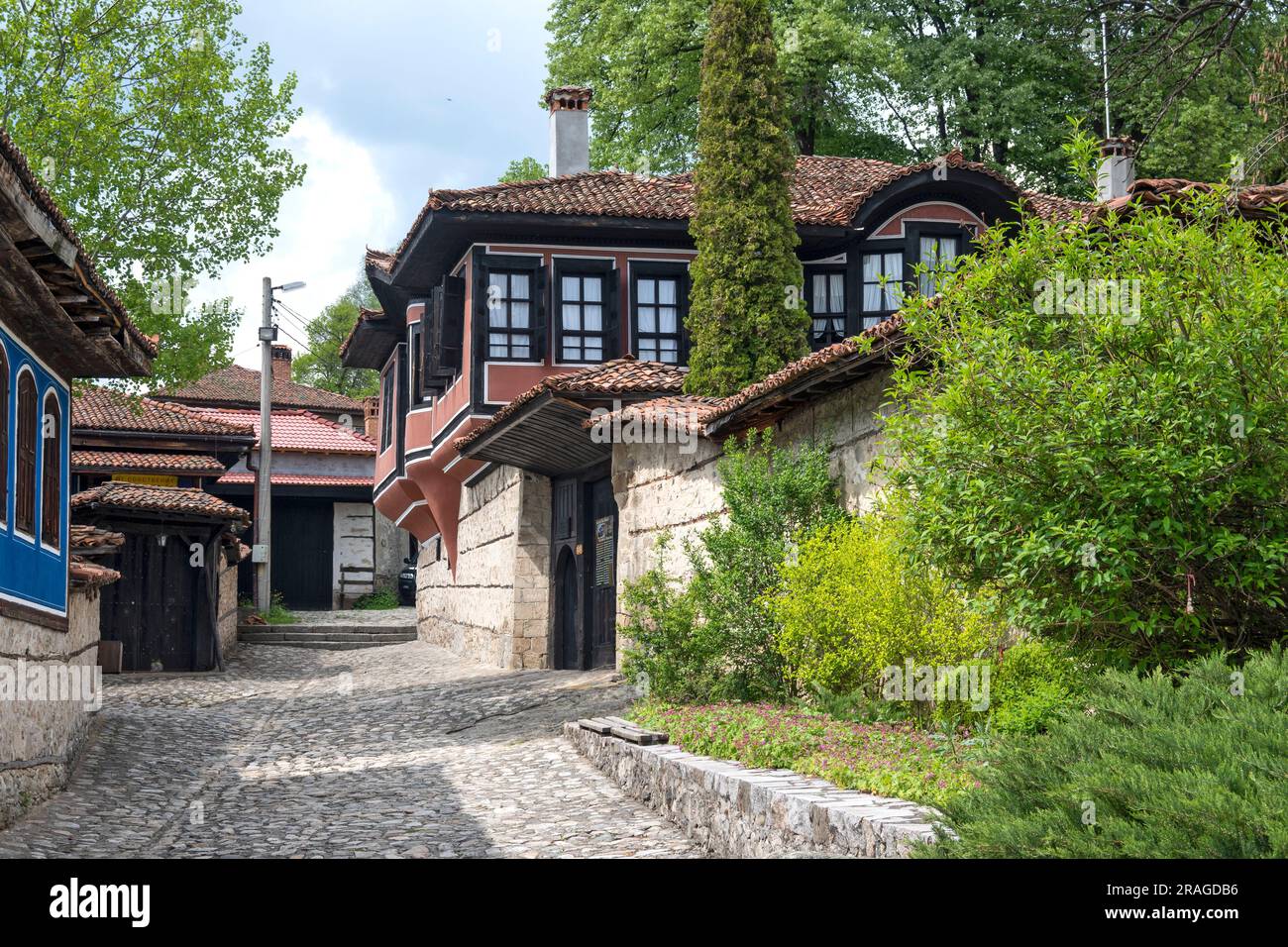 Typical Street and old houses in historical town of Koprivshtitsa ...
