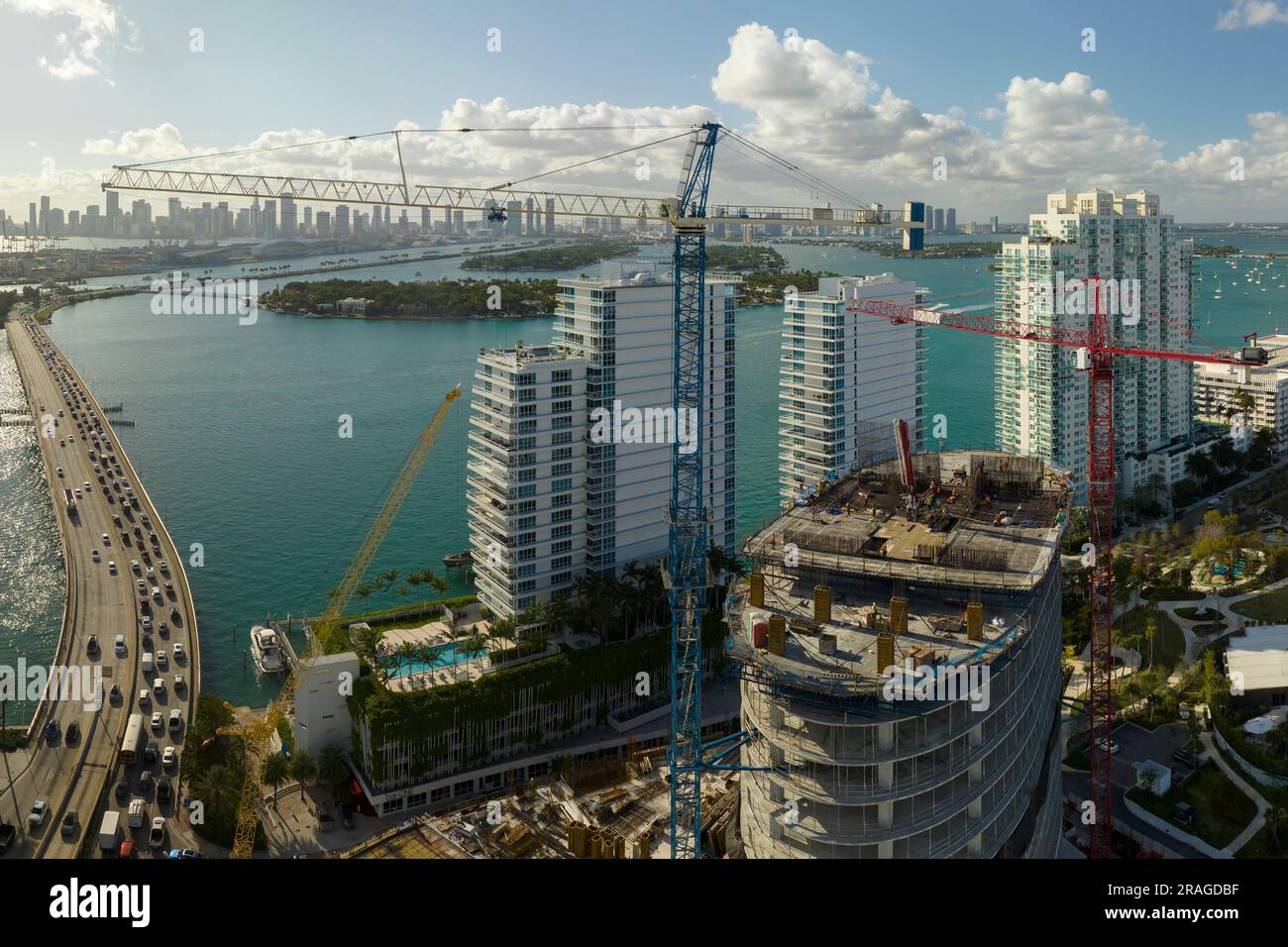 Aerial view of new developing residense in american urban area. Tower ...