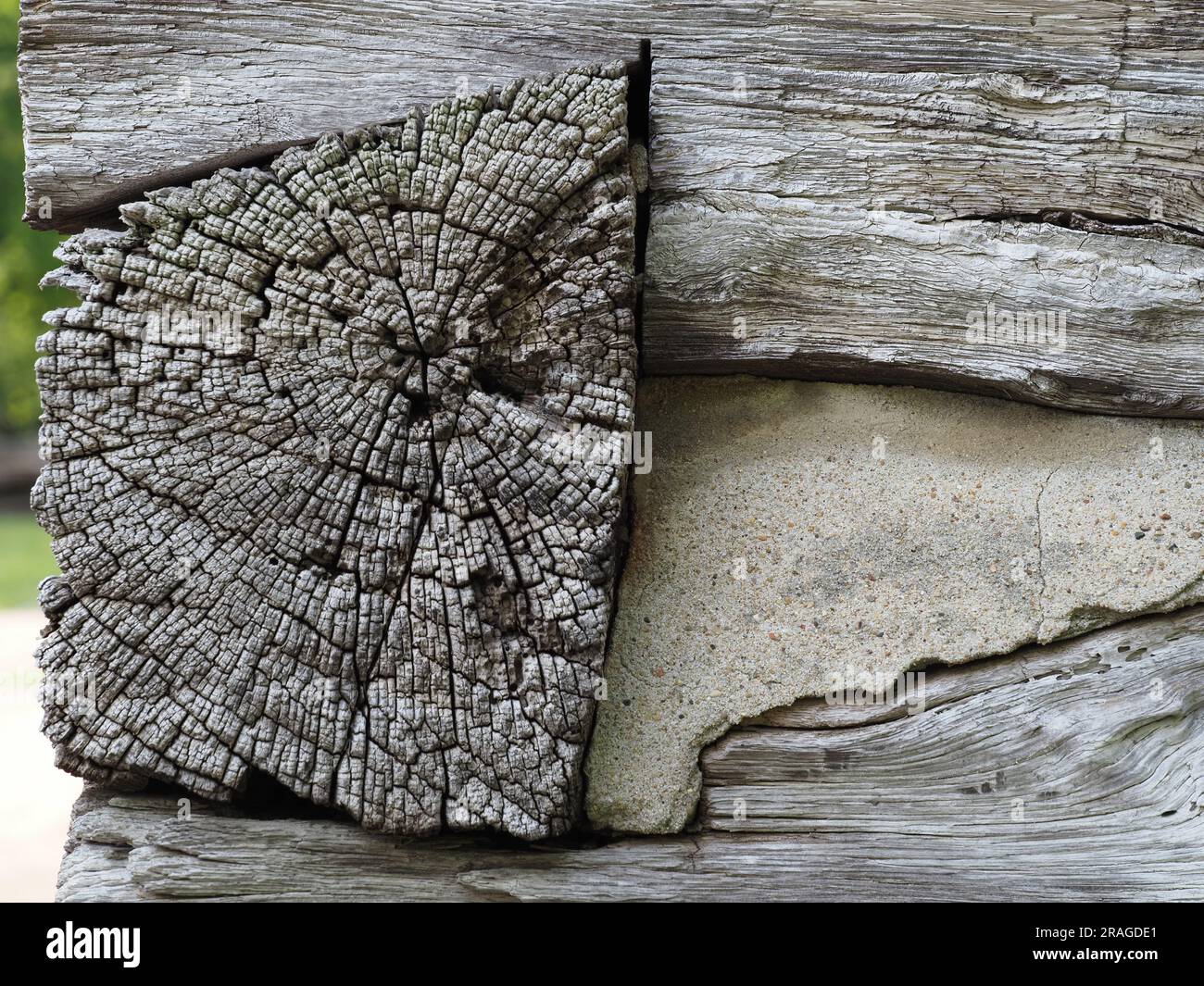 Closeup view of a dovetail log joint from the original Onstott Cooper ...