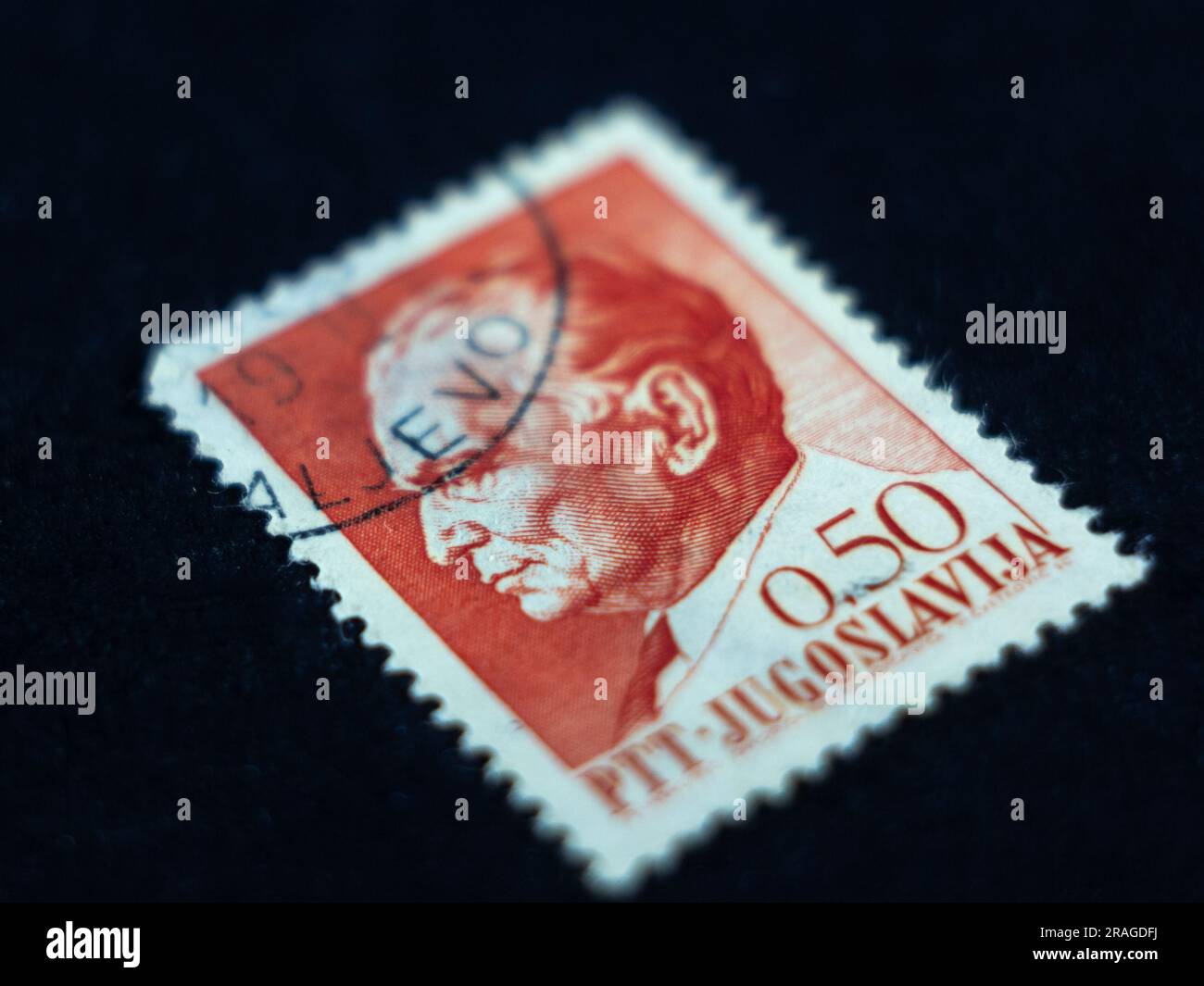 Picture of a stamp with the portrait of Josip broz Tito. Josip Broz ...