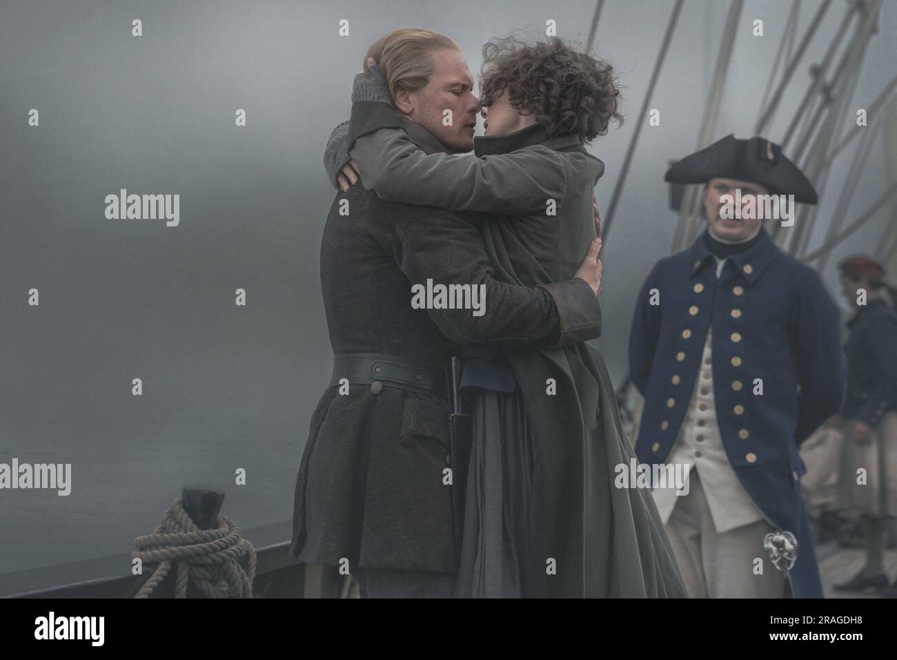 OUTLANDER, from left: Sam Heughan, Caitríona Balfe, Harri Pitches, A ...