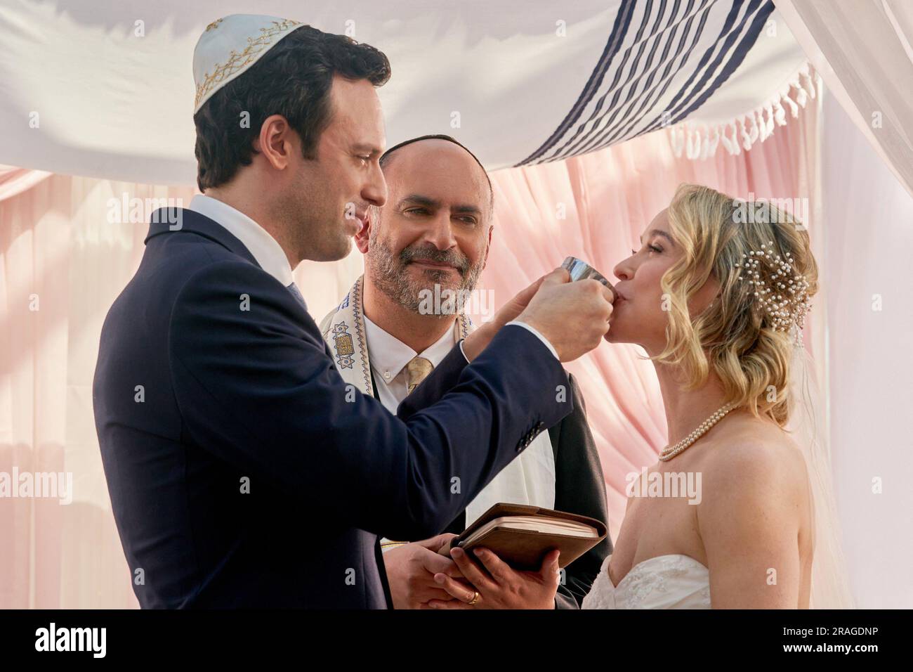 THE WEDDING CONTRACT, from left: Jake Epstein, Michael Benyaer, Becca Tobin, (aired May 17, 2023 ...