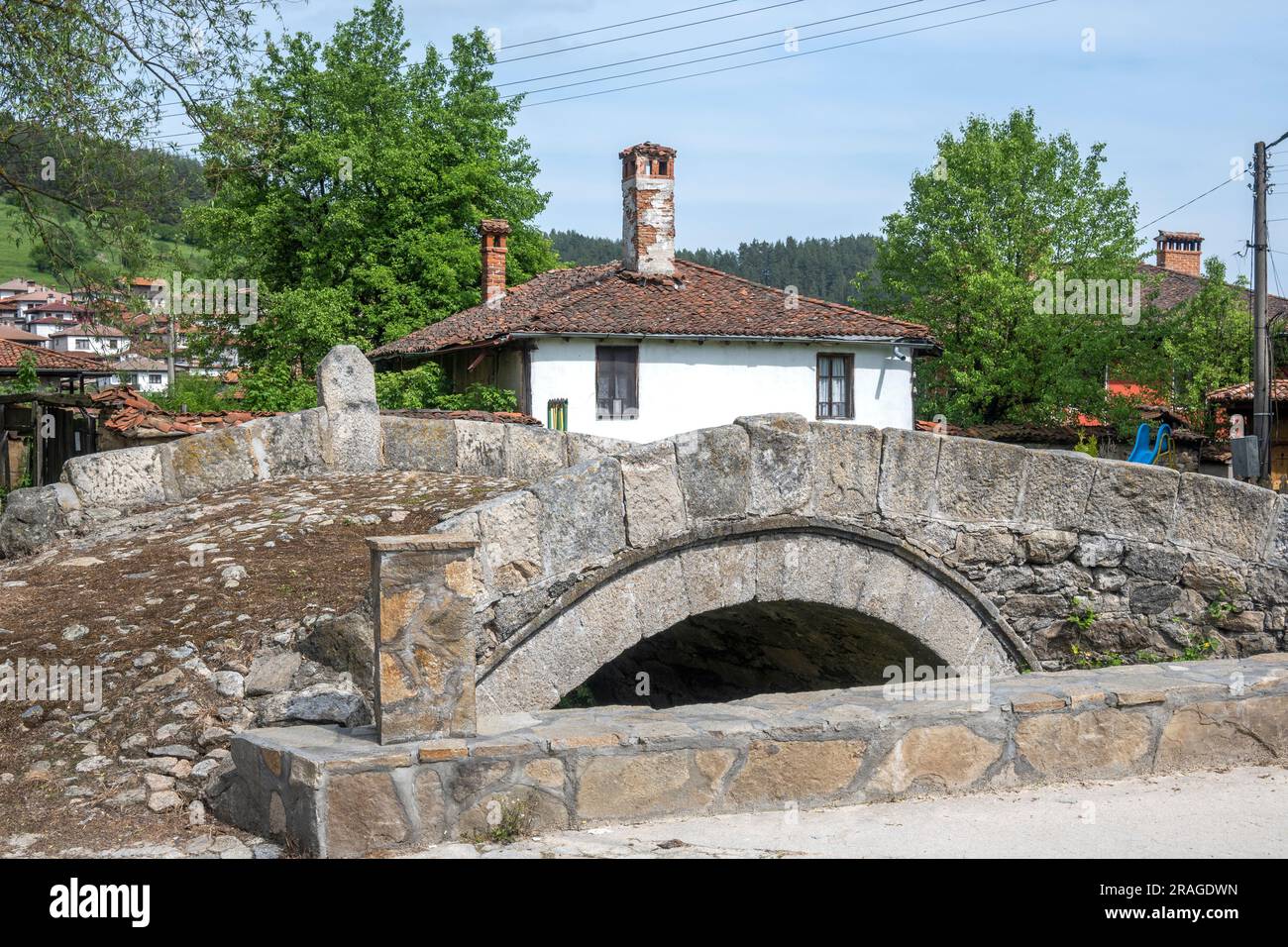 Typical Street and old houses in historical town of Koprivshtitsa ...
