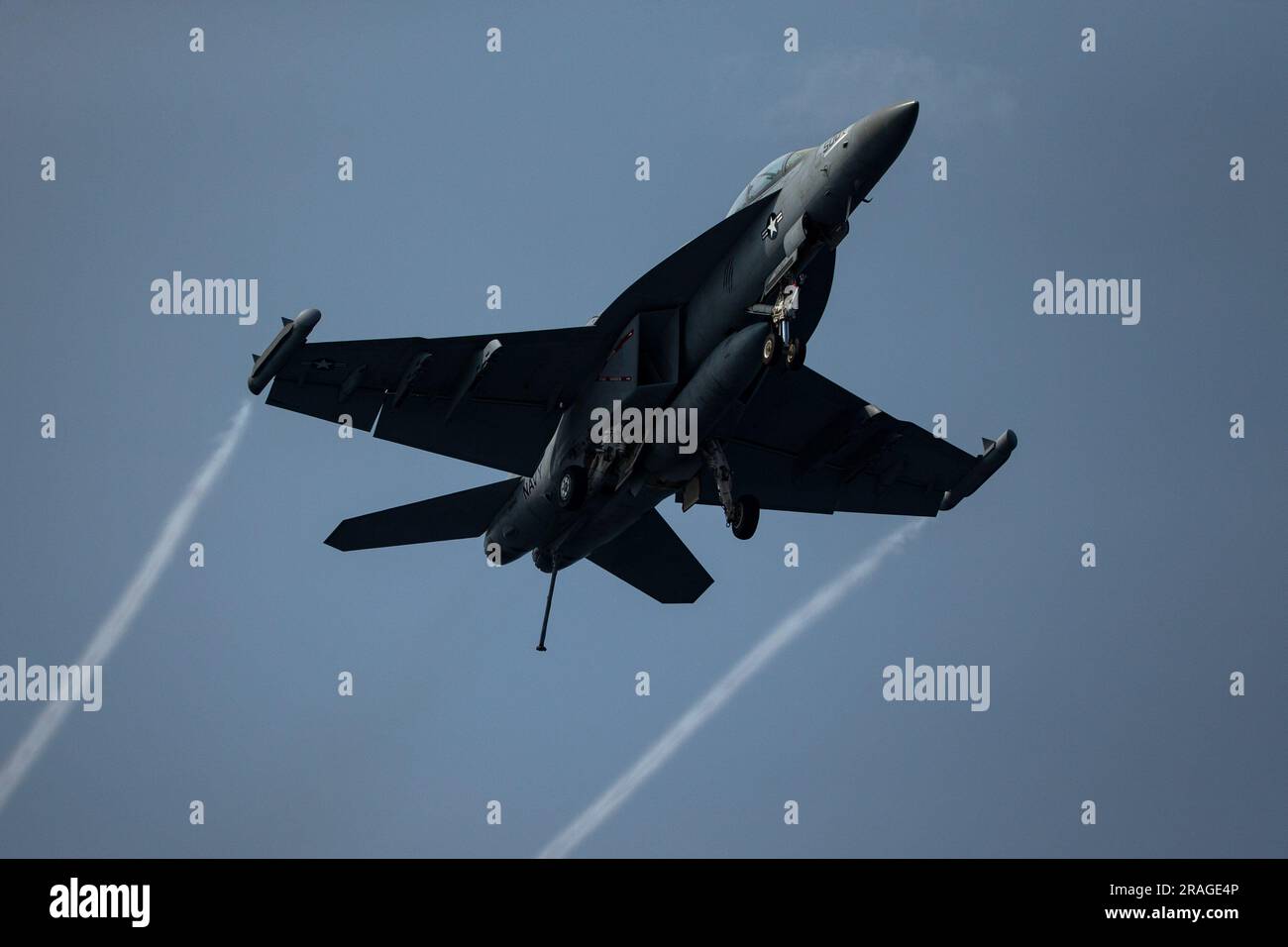 An E/A-18G Growler, attached to the "Gray Wolves" of Electronic Attack ...