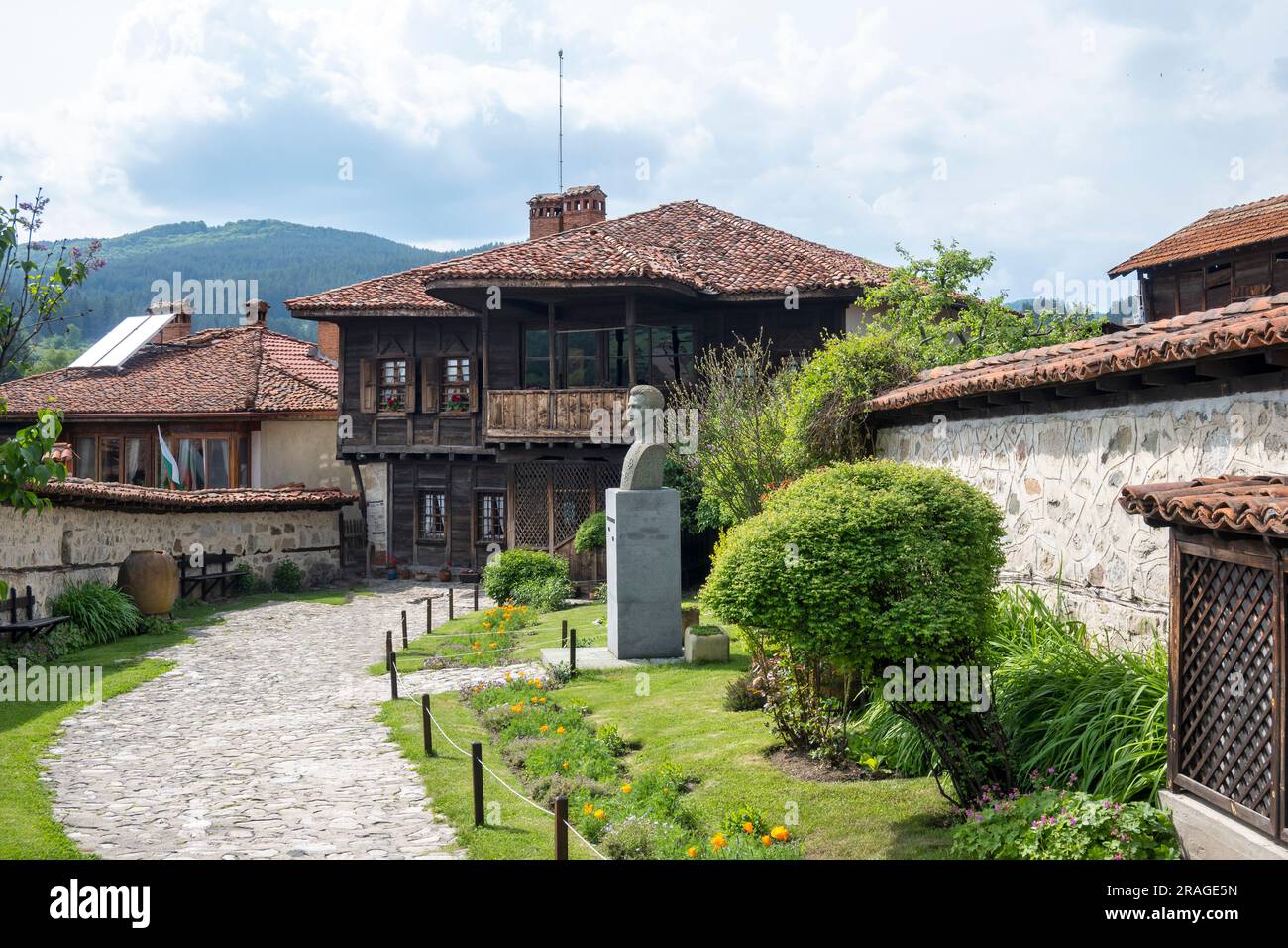 Typical Street and old houses in historical town of Koprivshtitsa ...