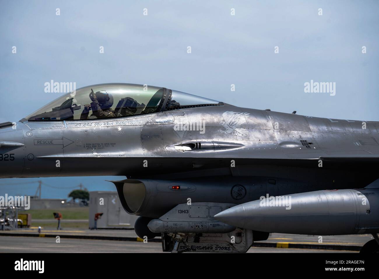 A U.S. Air Force F-16 Fighting Falcon assigned to the 13th Fighter ...