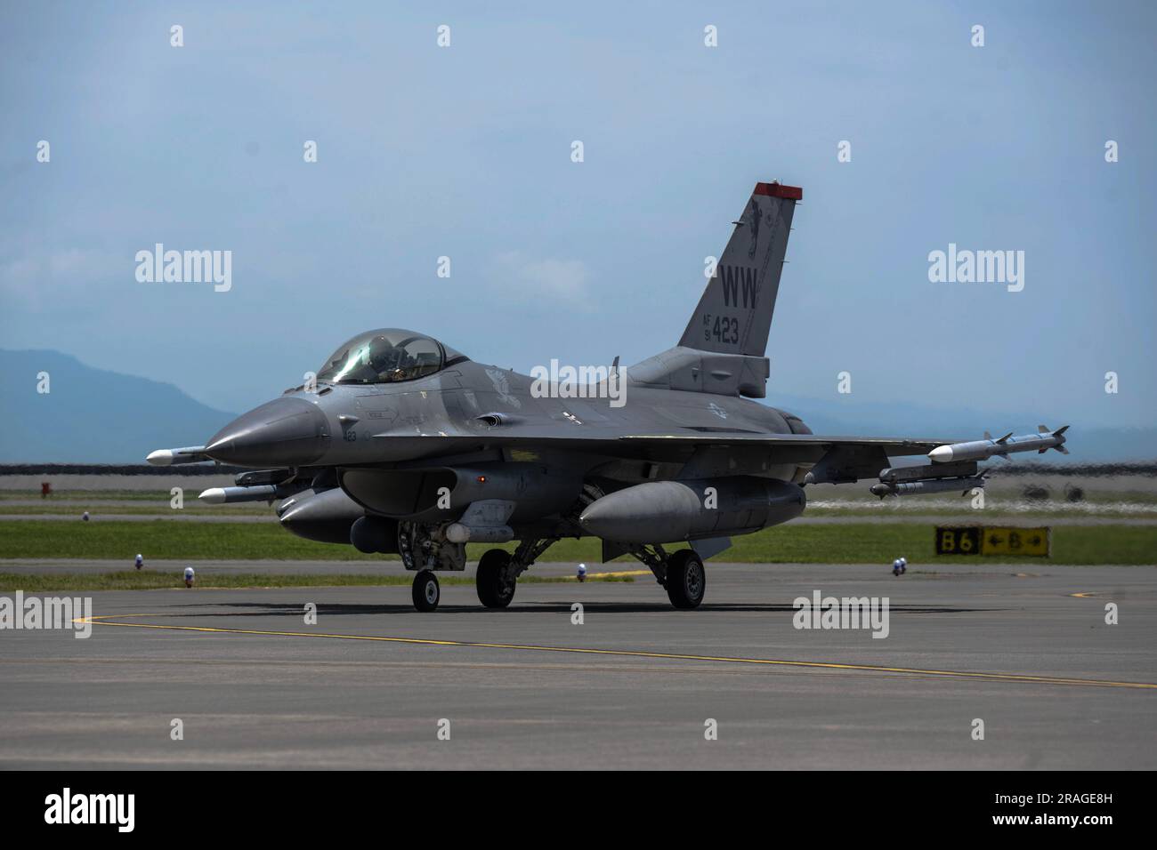A U.S. Air Force F-16 Fighting Falcon assigned to the 13th Fighter ...