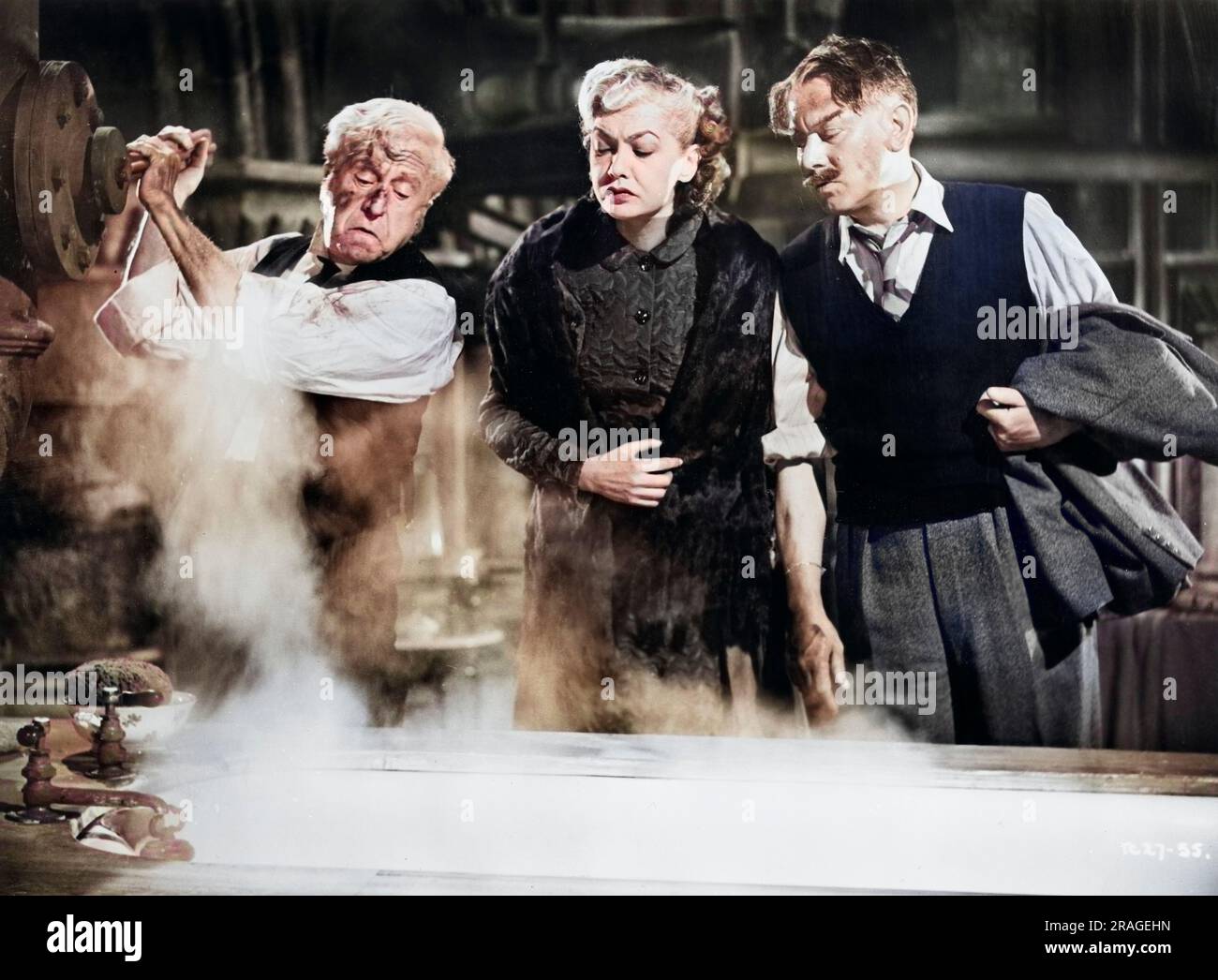 Edward Rigby, Joyce Barbour, Richard Bird, on-set of the British Film ...