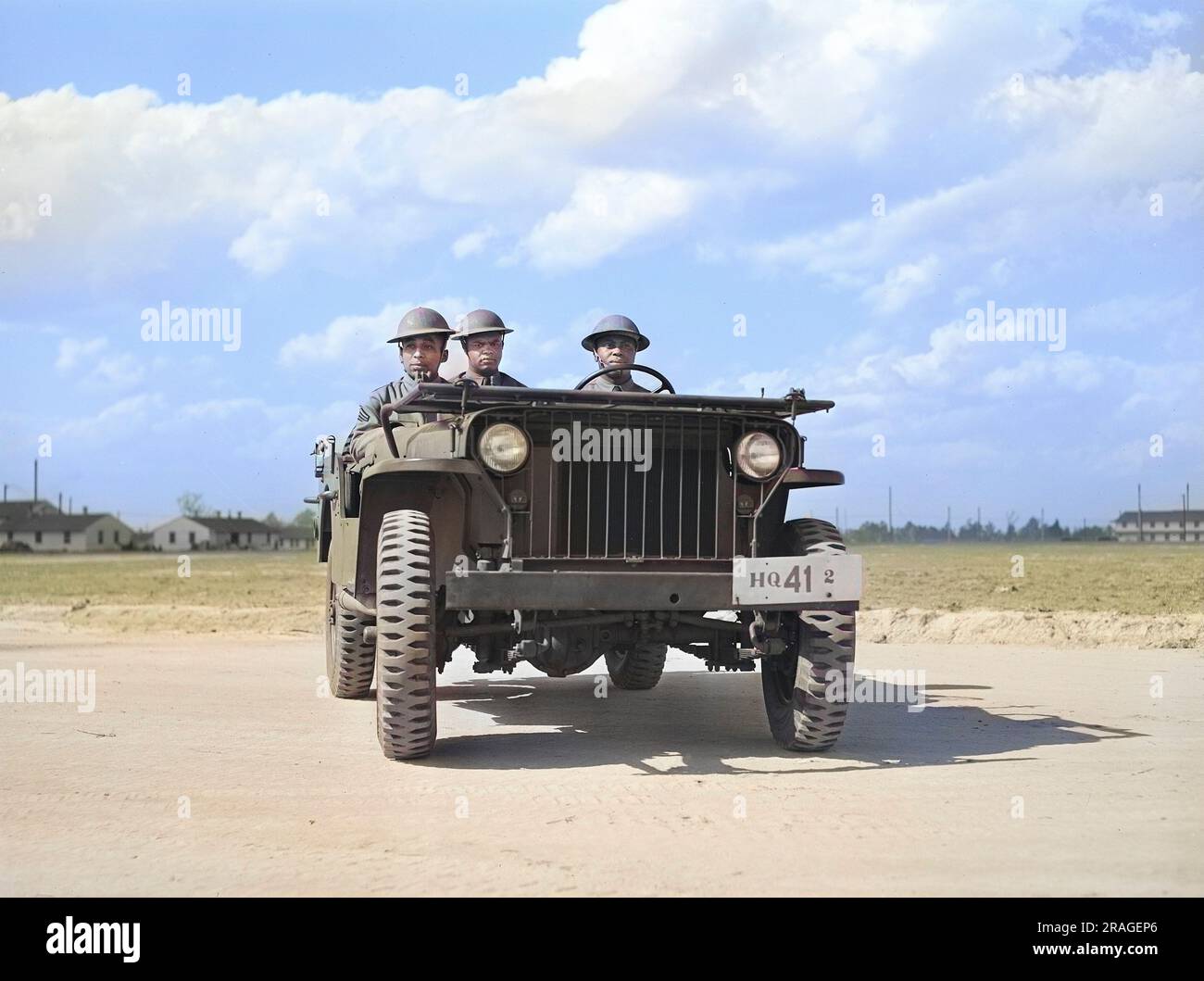 Sergeant Franklin Williams, left, in jeep, Fort Bragg, North Carolina ...