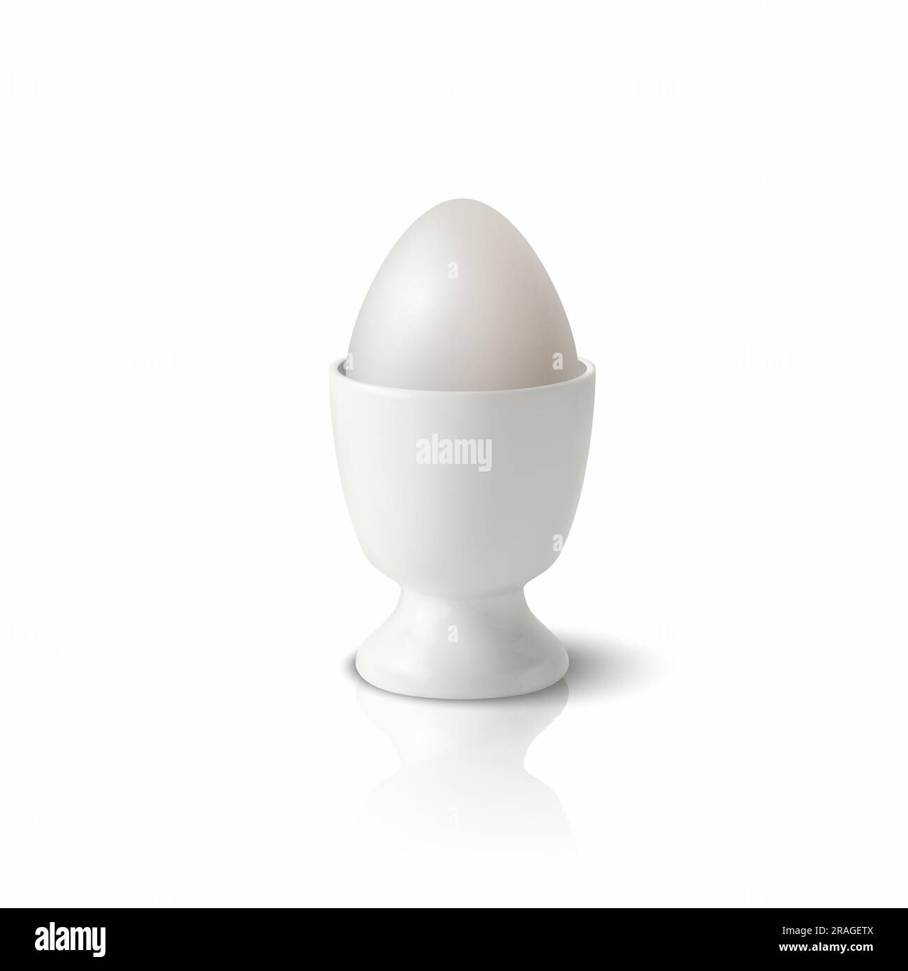 Vector 3d Realistic White Chicken Egg in a White Ceramic, Porcelain Boiled Egg Cup Holder, Stand ...