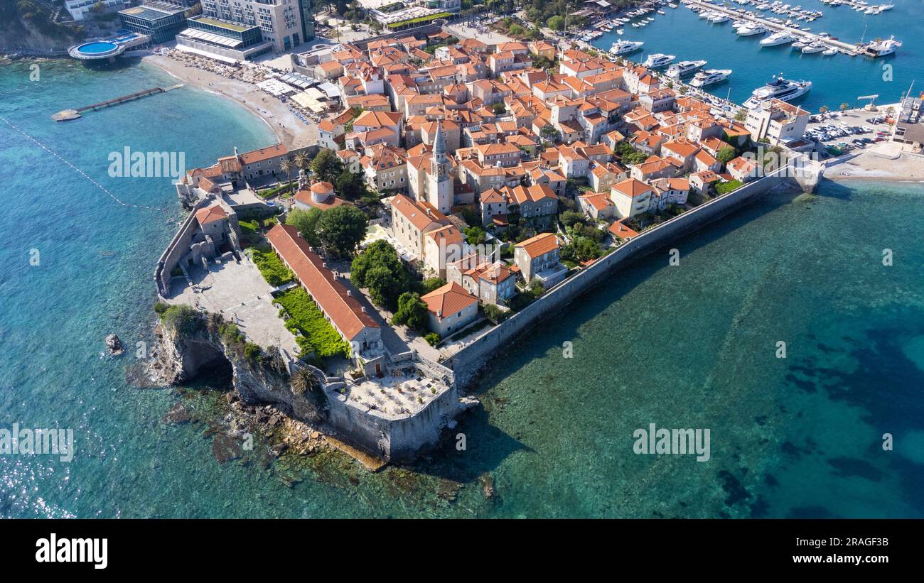 Aerial view of Budva old town - Budva, Montenegro Stock Photo - Alamy Aerial view of Budva old town - Budva, Montenegro Stock Photo - Alamy