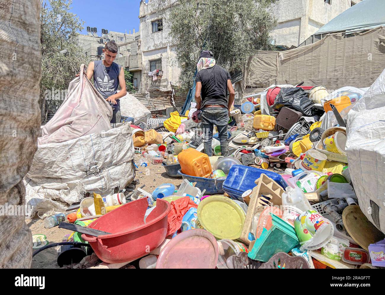 July 2, 2023, Gaza City, The Gaza Strip, Palestine: Palestinian workers ...
