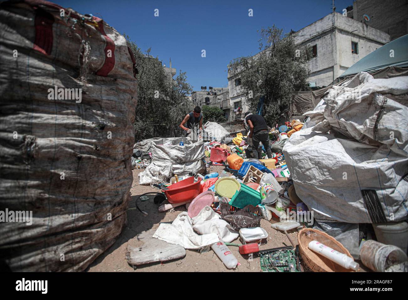 July 2, 2023, Gaza City, The Gaza Strip, Palestine: Palestinian workers ...