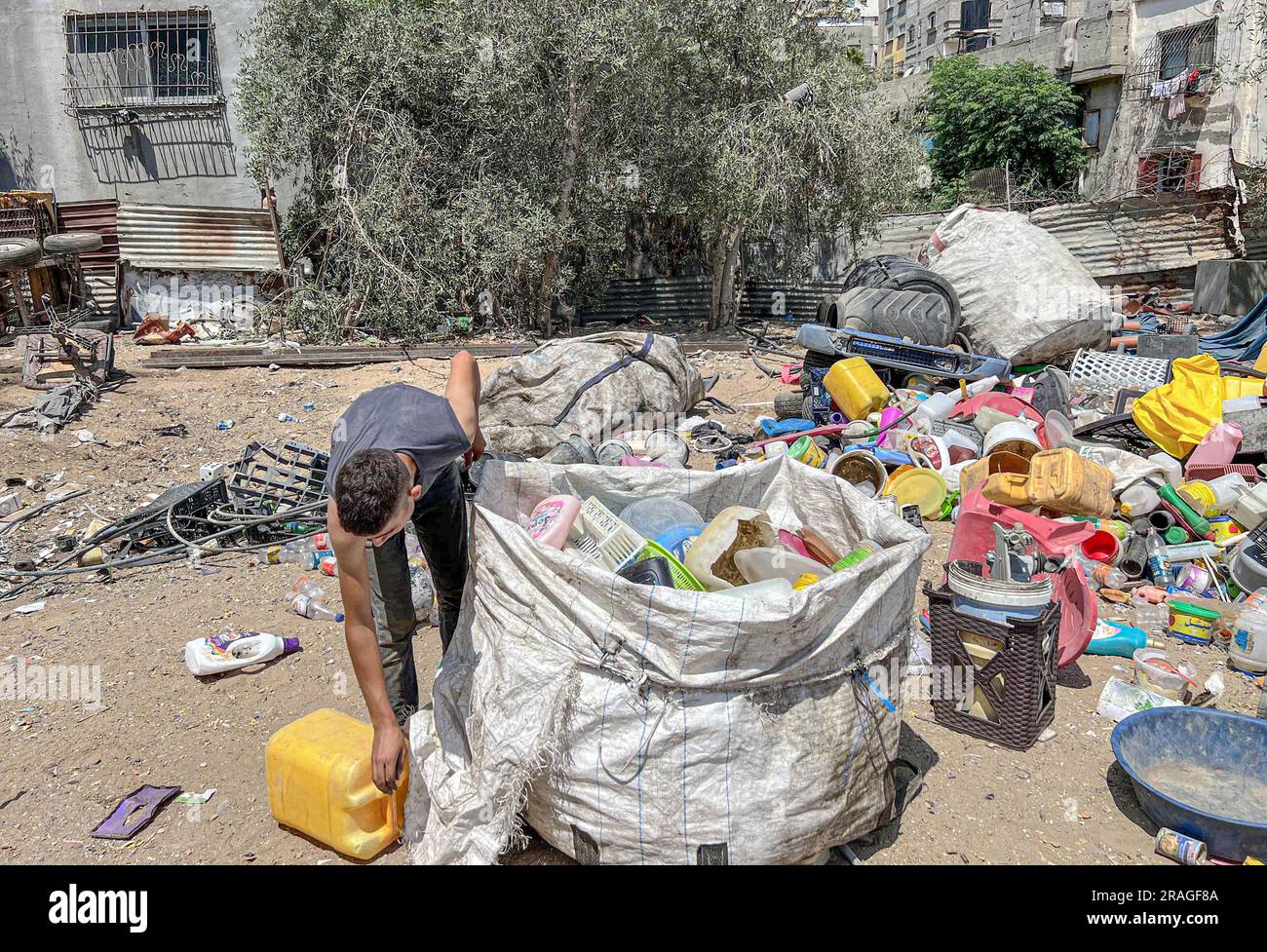 July 2, 2023, Gaza City, The Gaza Strip, Palestine: Palestinian workers ...