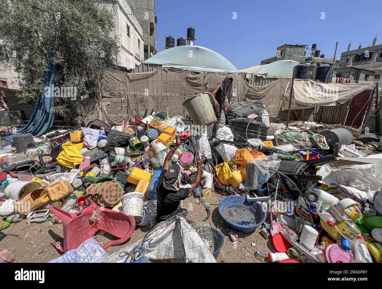 July 2, 2023, Gaza City, The Gaza Strip, Palestine: Palestinian workers ...
