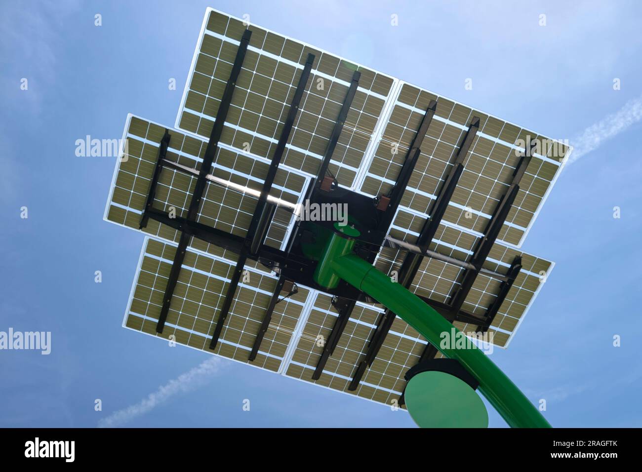 Solar photovoltaic panels mounted on city street pole for electricity ...